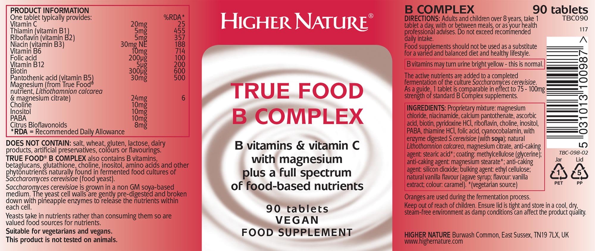 True Food B Complex 90 caps £20.90 from The Finchley Clinic